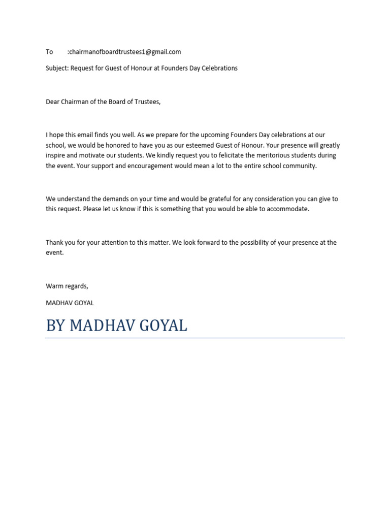 Invitation for Founders Day Honor | PDF