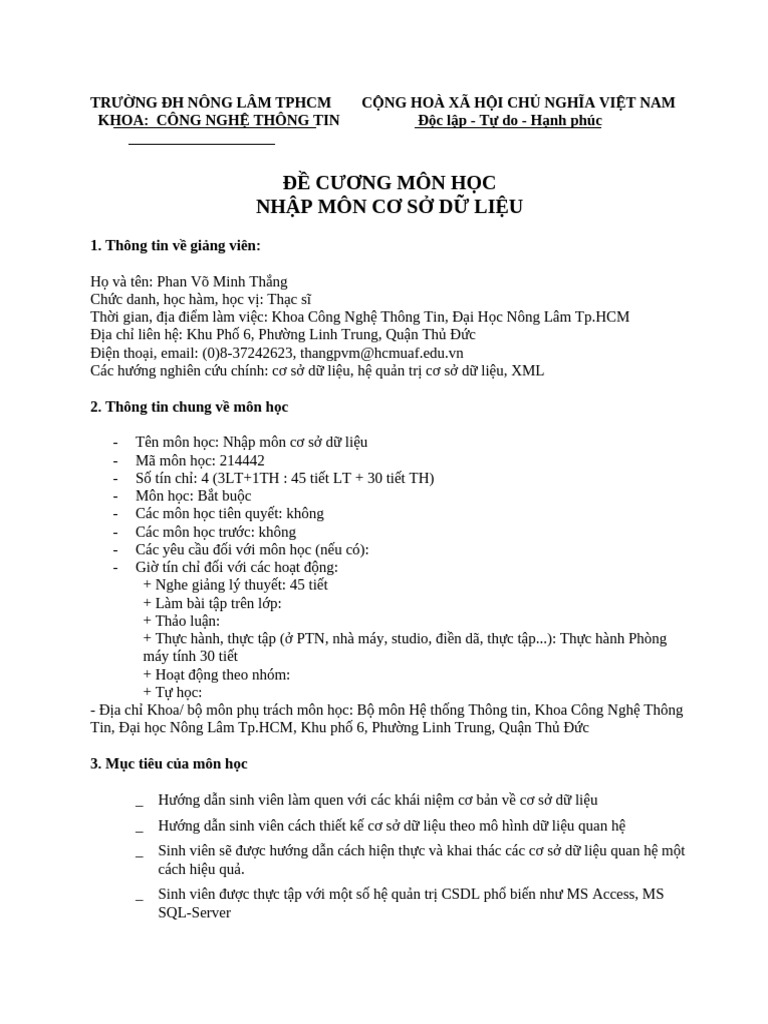 Nhap Mon Co So Du Lieu | PDF