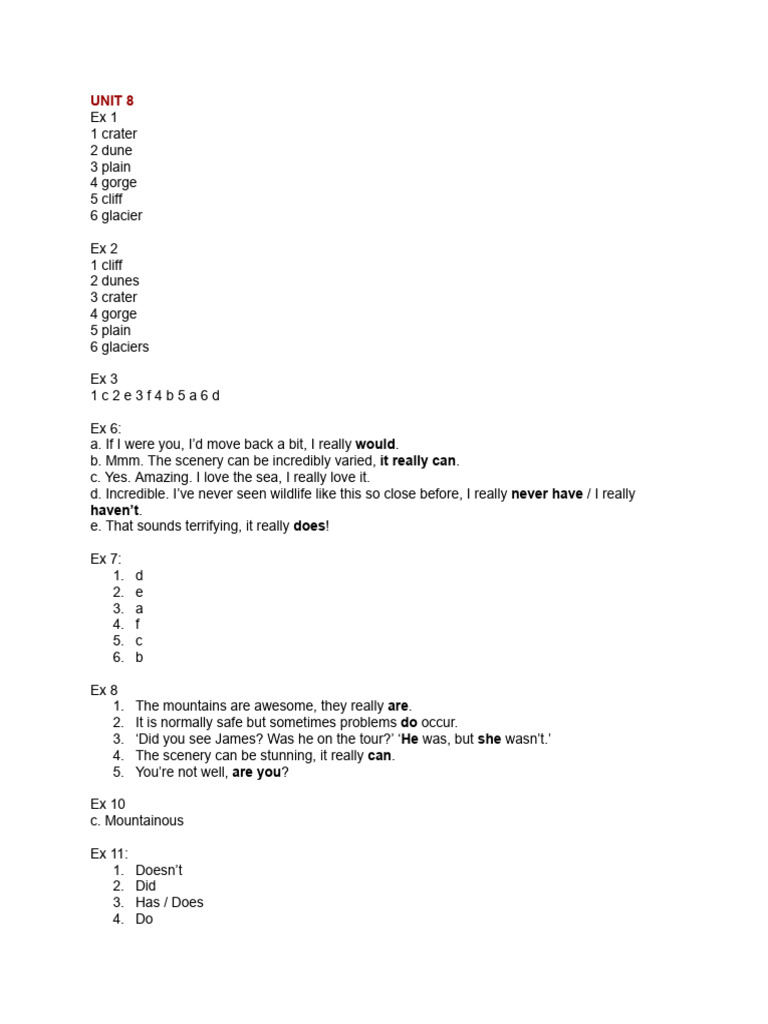 Unit 8 Workbook | PDF