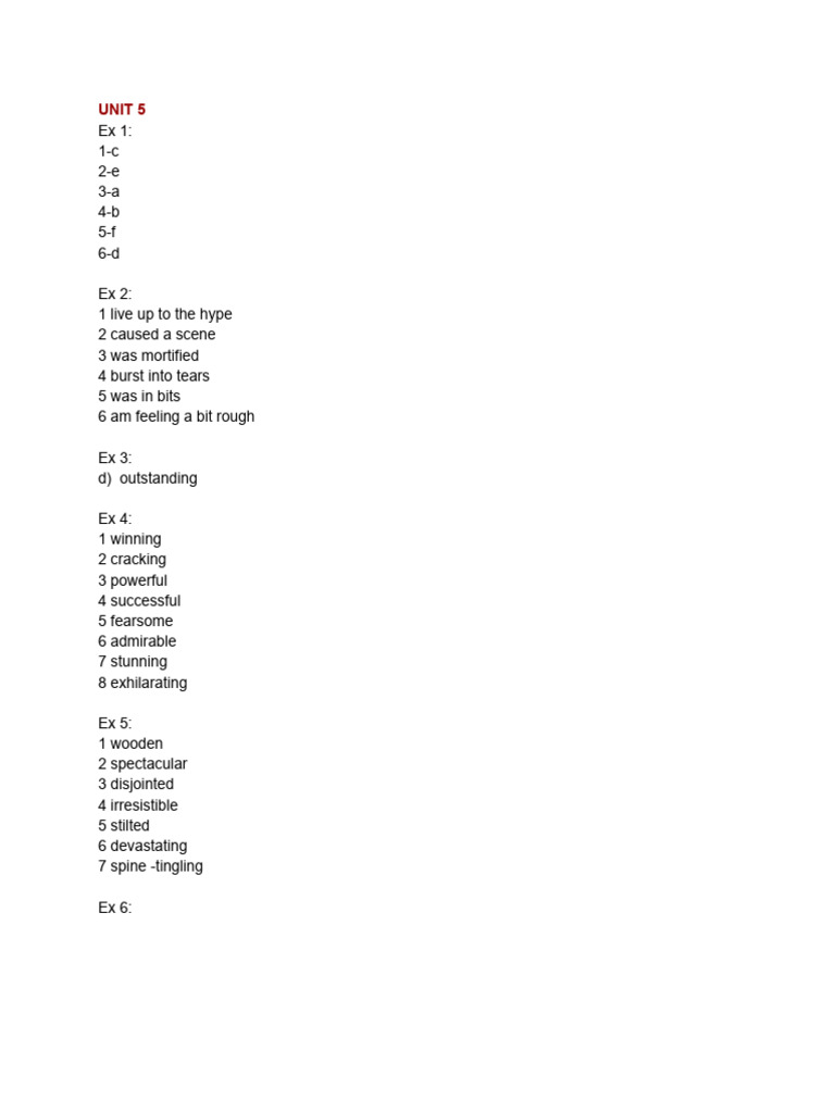 Unit 5 Workbook | PDF