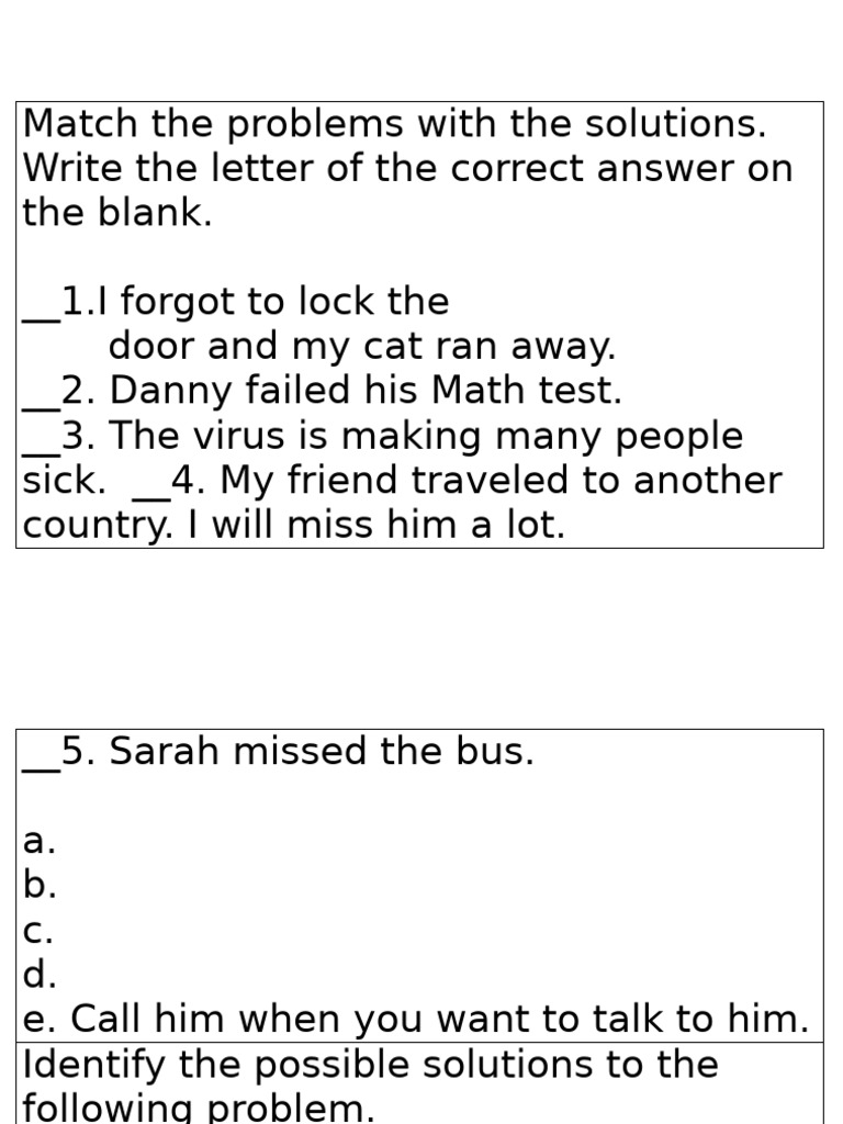 Match The Problems With The Solutions | PDF