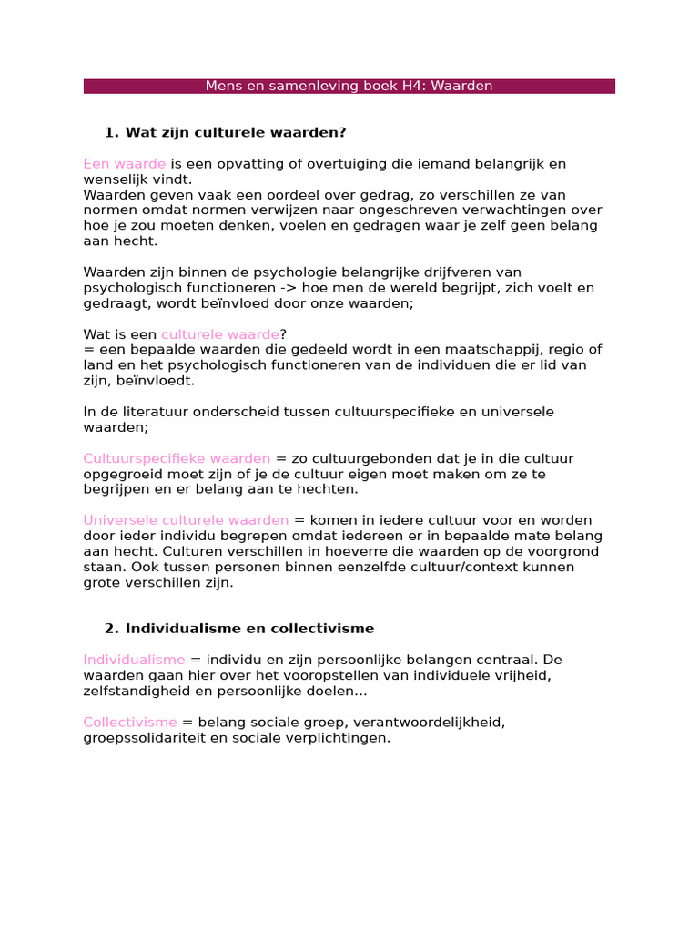 Mens en samenleving boek H4 | PDF