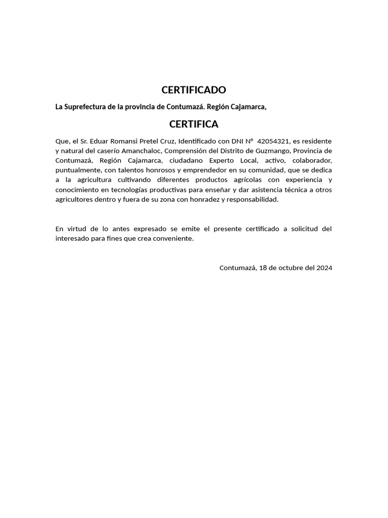 Certifica Do | PDF | Agronomía | Agricultura