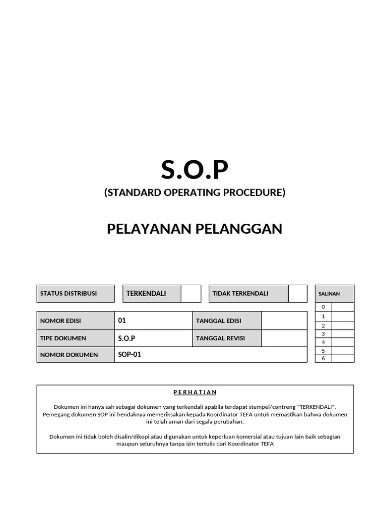 SOP Pelayanan Pelanggan | PDF