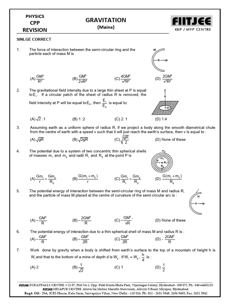 SR Physics Revision - GRAVITATION - Mains - CPP | PDF | Orbit | Mass