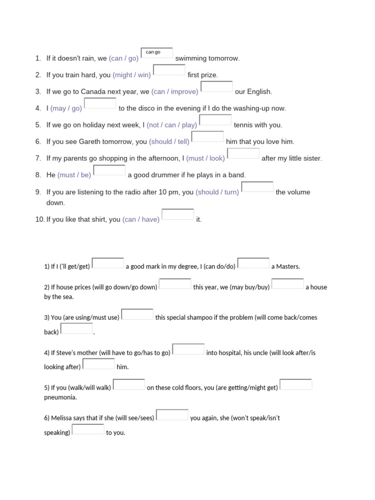 If Clause Type 1 With Modal Verbs | PDF | Foods