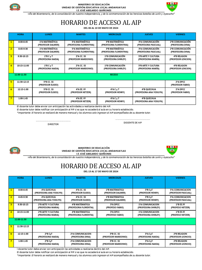 Horario de Aip 2024 | PDF