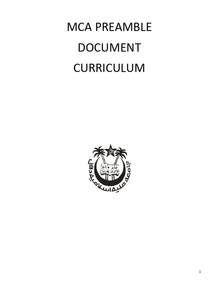 Mca Preamble Document Curriculum: Master of Computer Applications (Mca) Jamia Millia Islamia ...