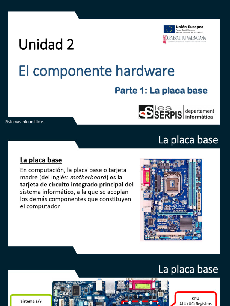 Presentación UD2 1 Placas Base | PDF | USB | Hdmi