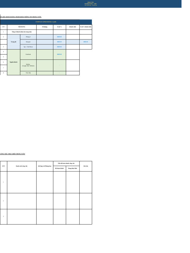 SHC. BÁO CÁO TUẦN MARKETING | PDF