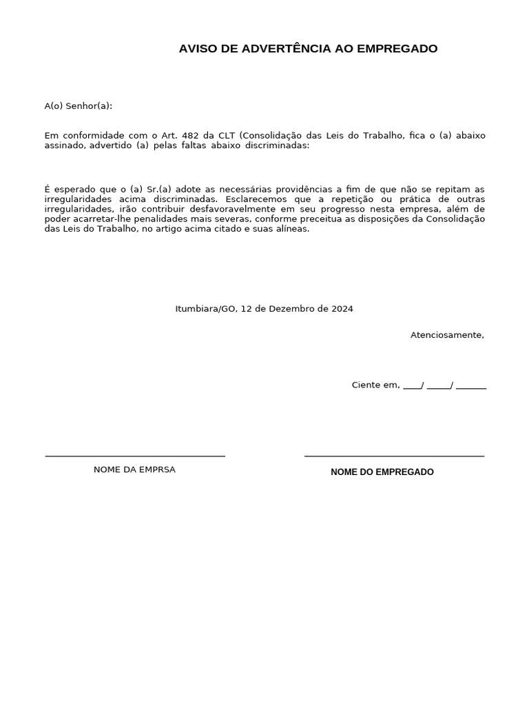 MODELO ADVERTENCIA | PDF