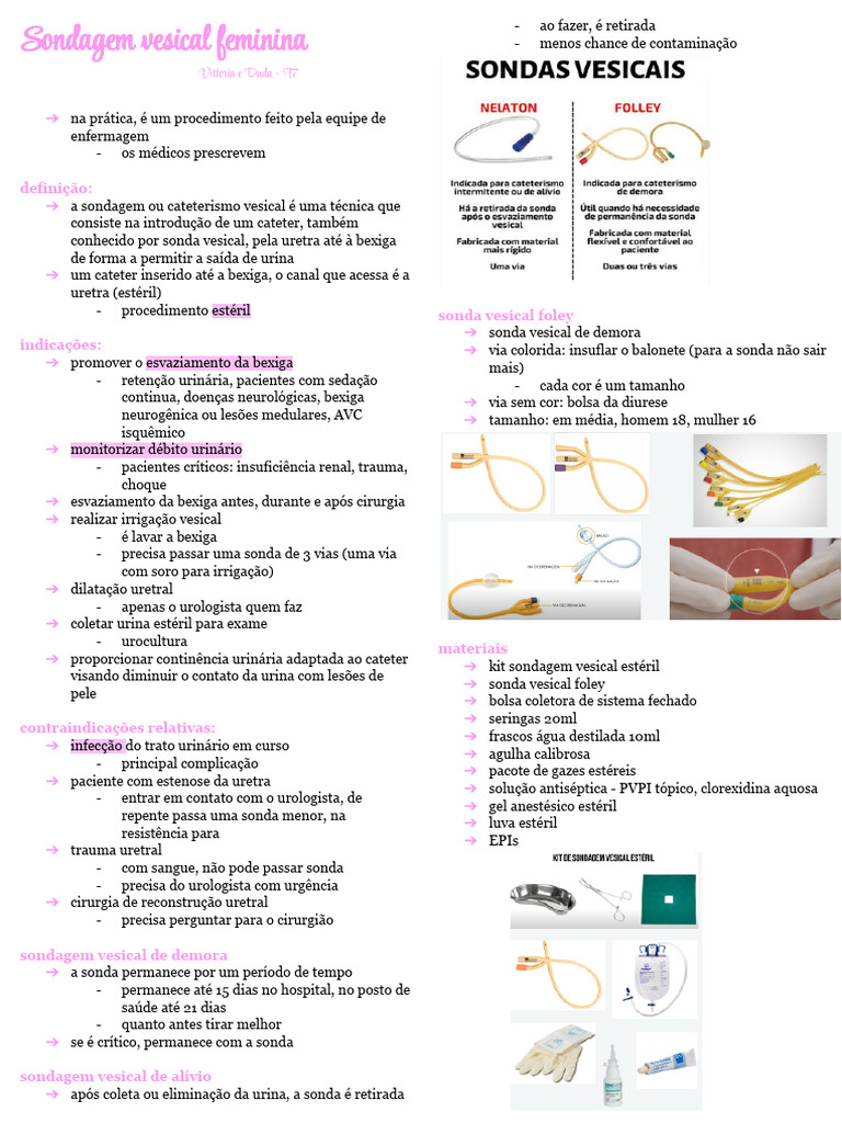 sondagem vesical feminina | PDF | Micção | Urologia