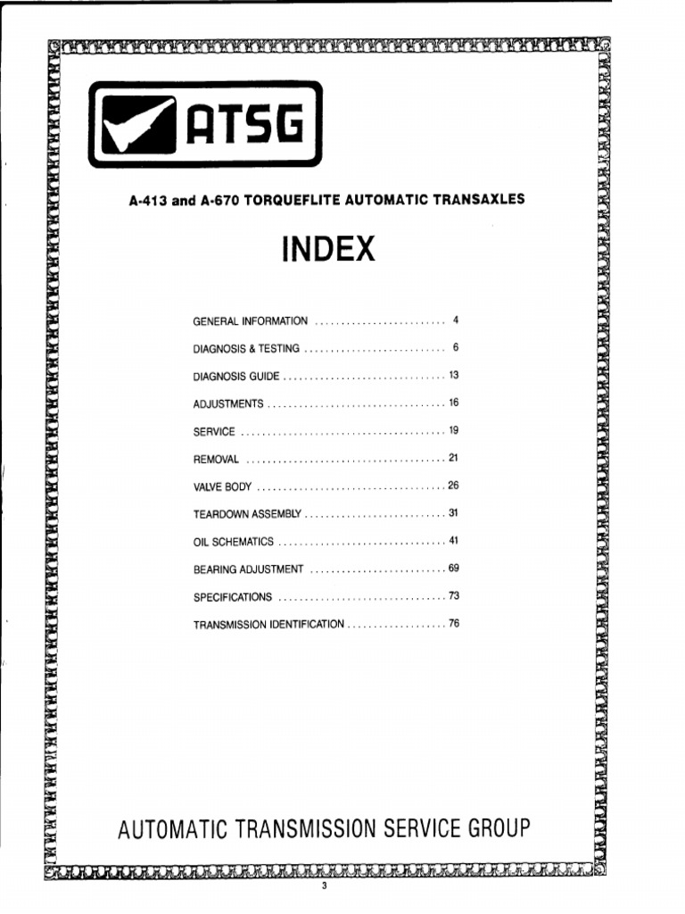 Chrysler A670 A413 Transmission Rebuild Manual Atsg Automatic ...