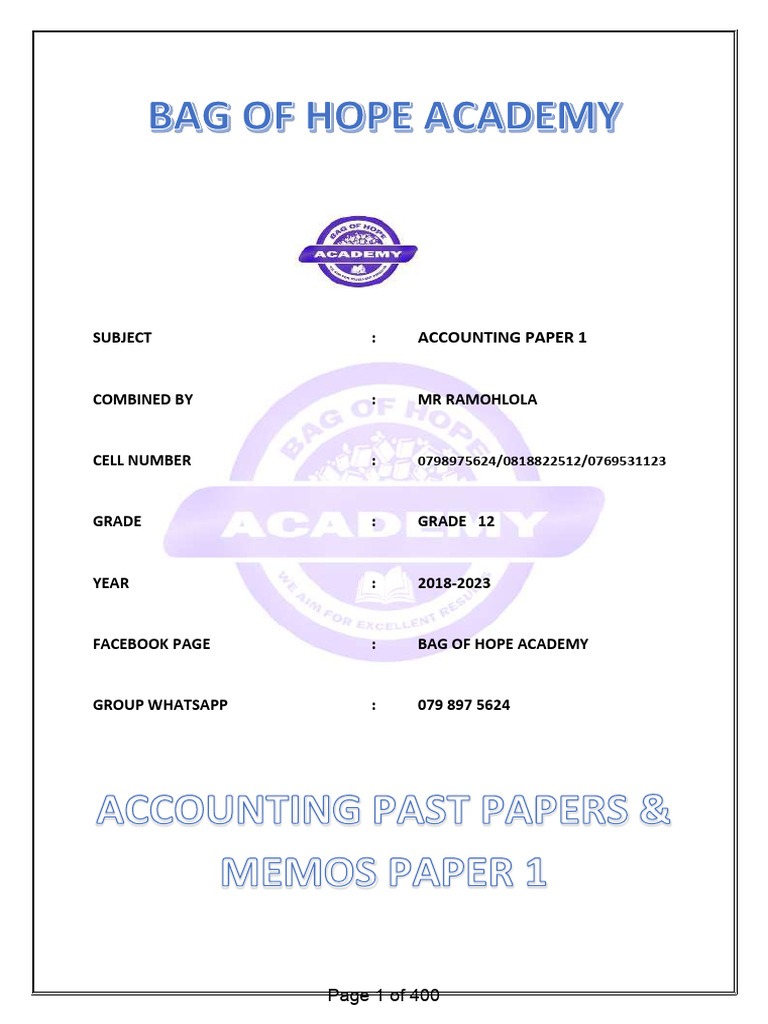 Accounting p1 2018-2023 Past Papers | PDF | Balance Sheet | Debits And Credits