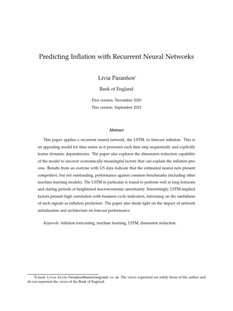 Predicting Inflation With Recurrent Neural Networks Pdf Artificial Neural Network Forecasting
