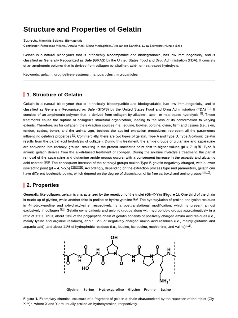 Structure and Properties of Gelatin 2 | PDF | Amino Acid | Gelatin