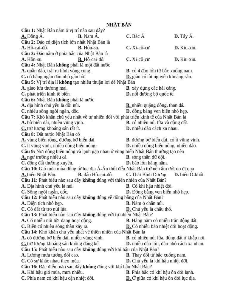 ĐỀ CƯƠNG ĐỊA 11- CK2 1 | PDF