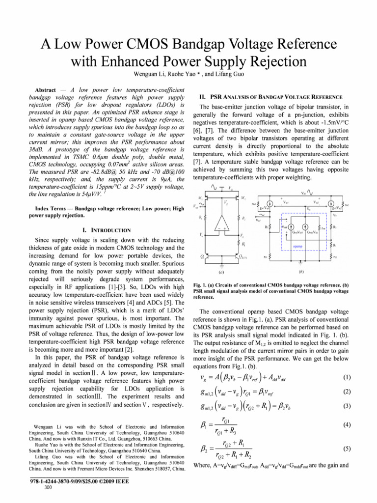 CMOS Bandgap Reference for LDOs | PDF | Cmos | Operational Amplifier
