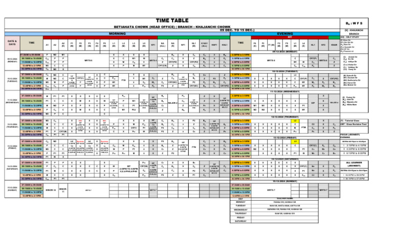 (HO & Khajanchi) MORNING TO EVENING TIME TABLE EDIT (2024-25) - 3 | PDF