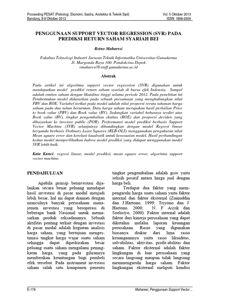 ID Penggunaan Support Vector Regression SVR | PDF