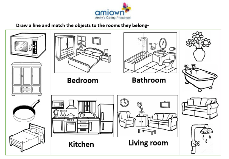 Worksheet-Matching Objects To Different Rooms | PDF