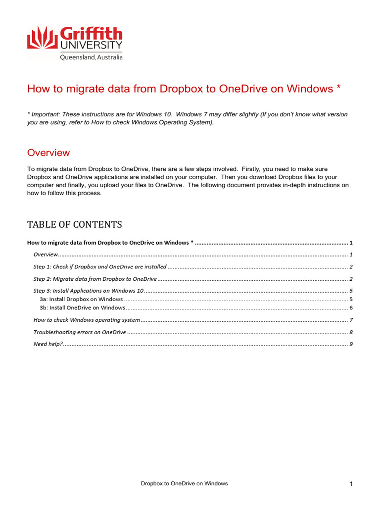 Migrate Data From Dropbox to One Drive on Windows | PDF | Microsoft Windows | Computer File