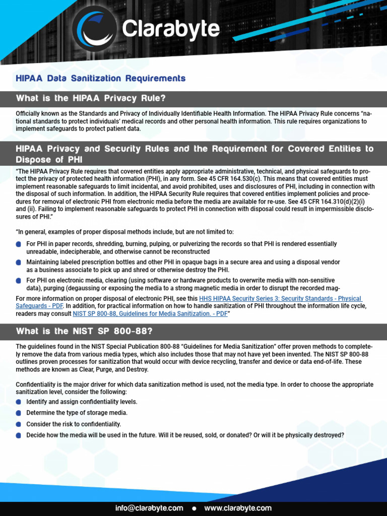 HIPAA Data Sanitization Requirements | PDF | Health Insurance ...