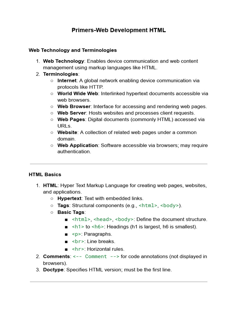 Primers-Web Development HTML | PDF | World Wide Web | Internet & Web