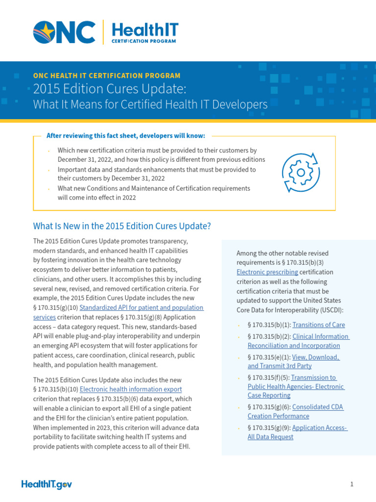 Cures Update Fact Sheet | PDF | Health Care