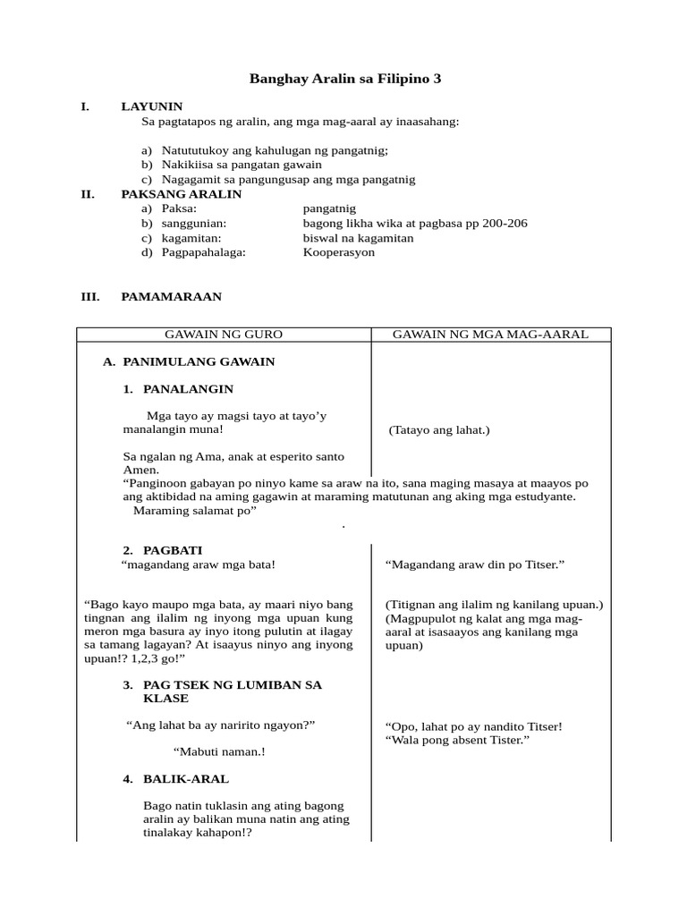 Banghay Aralin. | PDF