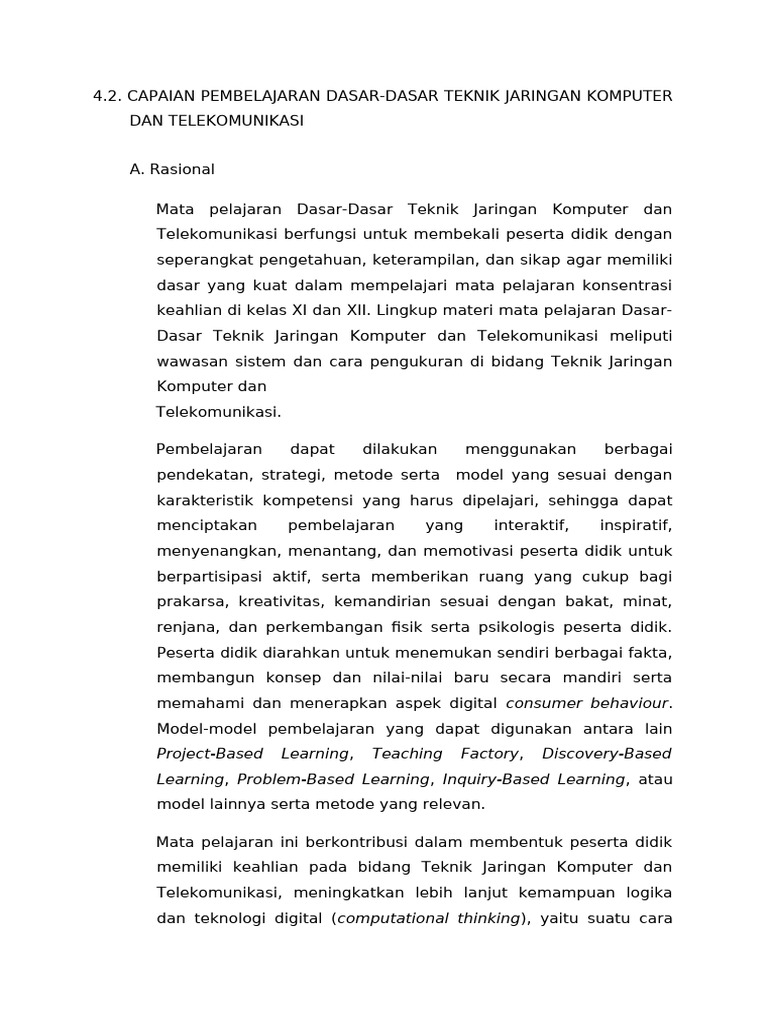 CP Teknik Jaringan Komputer Dan Telekomunikasi (TKJ) | PDF