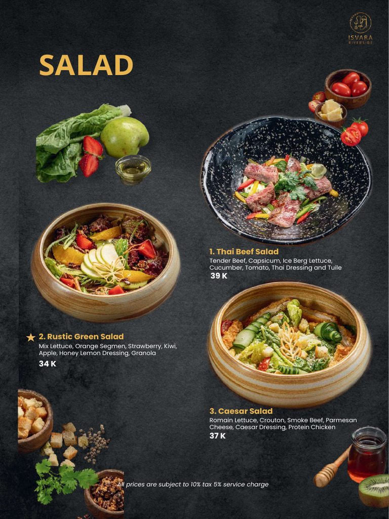 Menu Alacarte Isvara Riverside | PDF | Pasta | Cakes