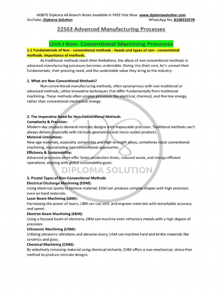 Advanced Manufacturing Processes 1 | PDF