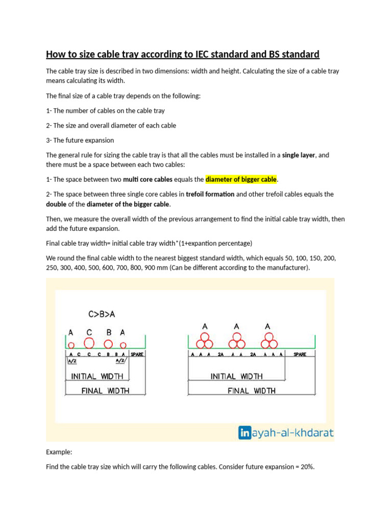 Cable Tray Sizing per IEC Standards | PDF | Length | Electrical Engineering