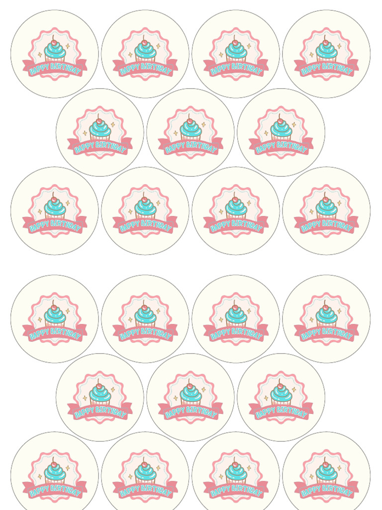 Happy Birthday Cupcake Toppers | PDF