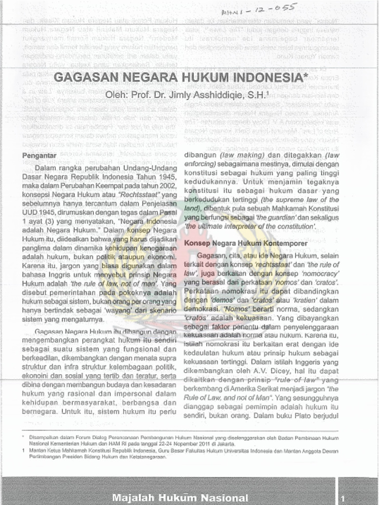 Gagasan Negara Hukum Indonesia Jimly Asshiddiqie | PDF