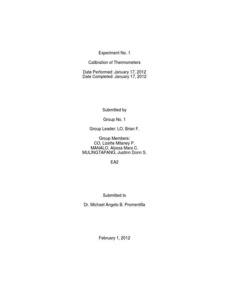 Thermometer Calibration Experiment | PDF | Thermometer | Thermocouple