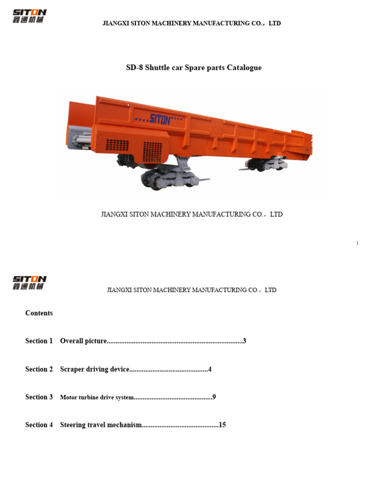 SD-8 Shuttle Car Spare Parts List | PDF | Axle | Vehicles