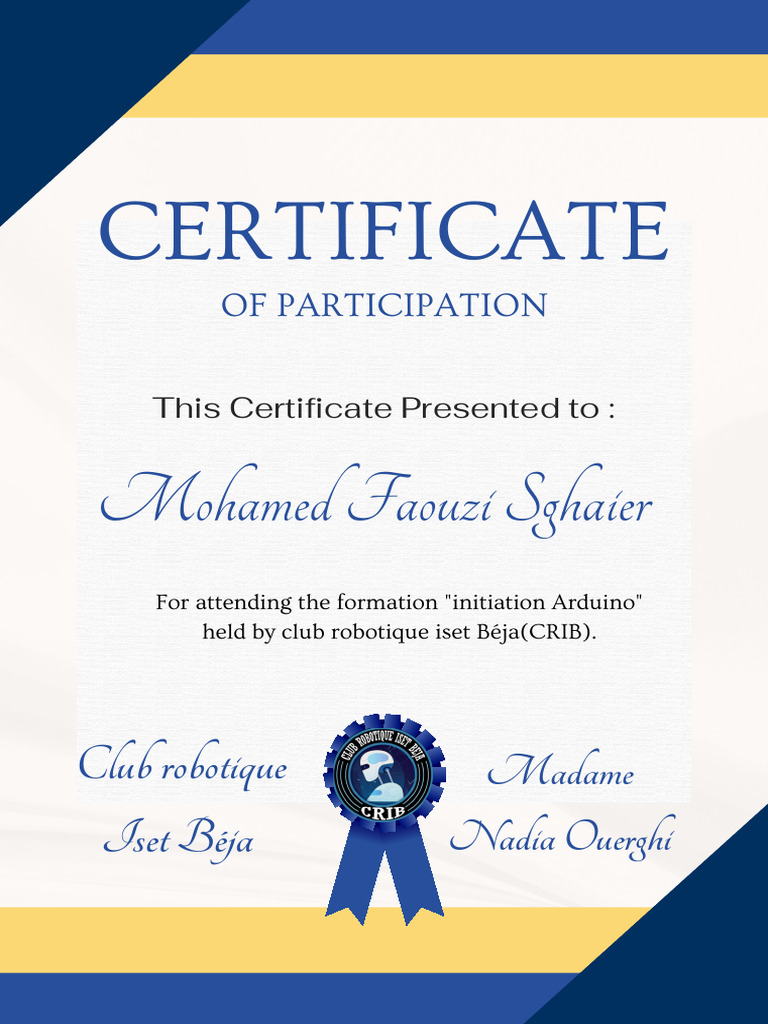 Certificate of Arduino Training Completion | PDF