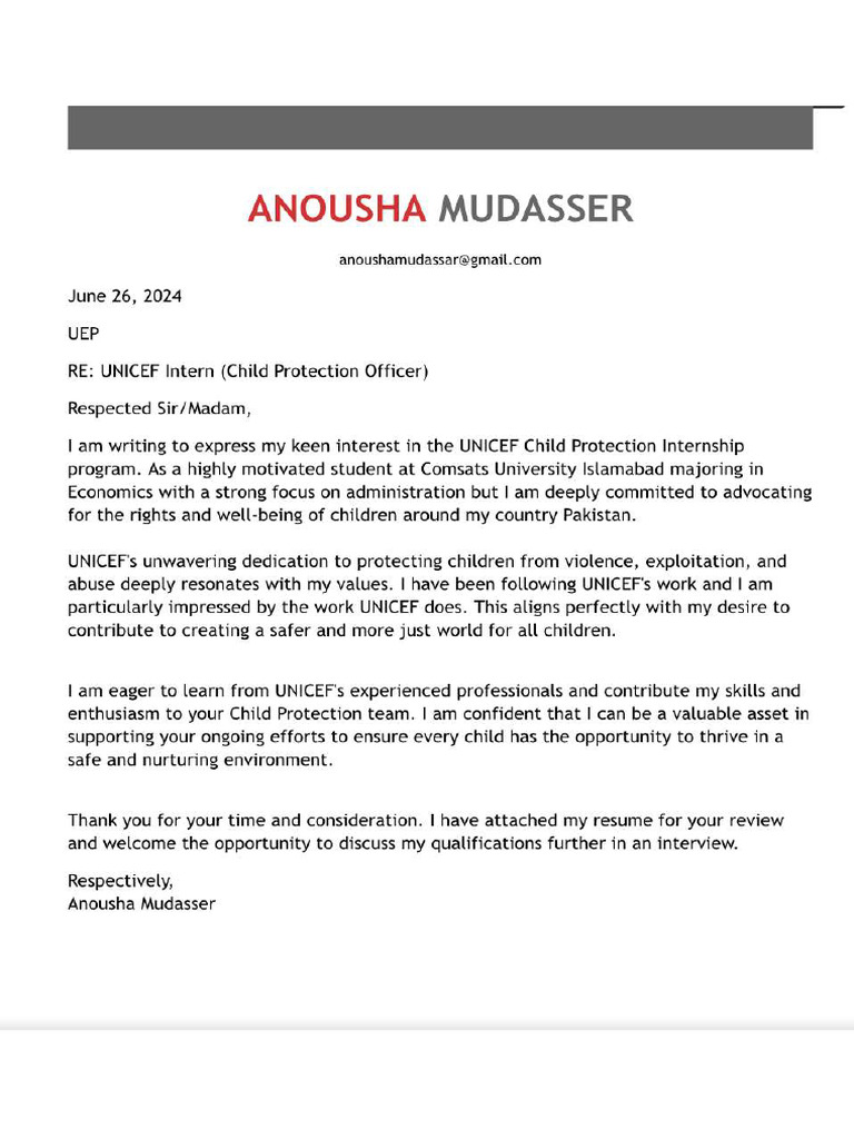 Cover Letter and Curriculum Vitae | PDF
