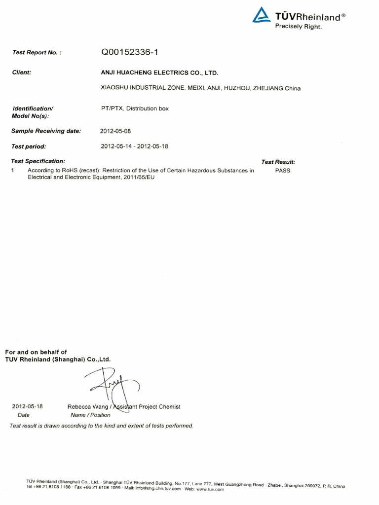 ROHS Certificate | PDF