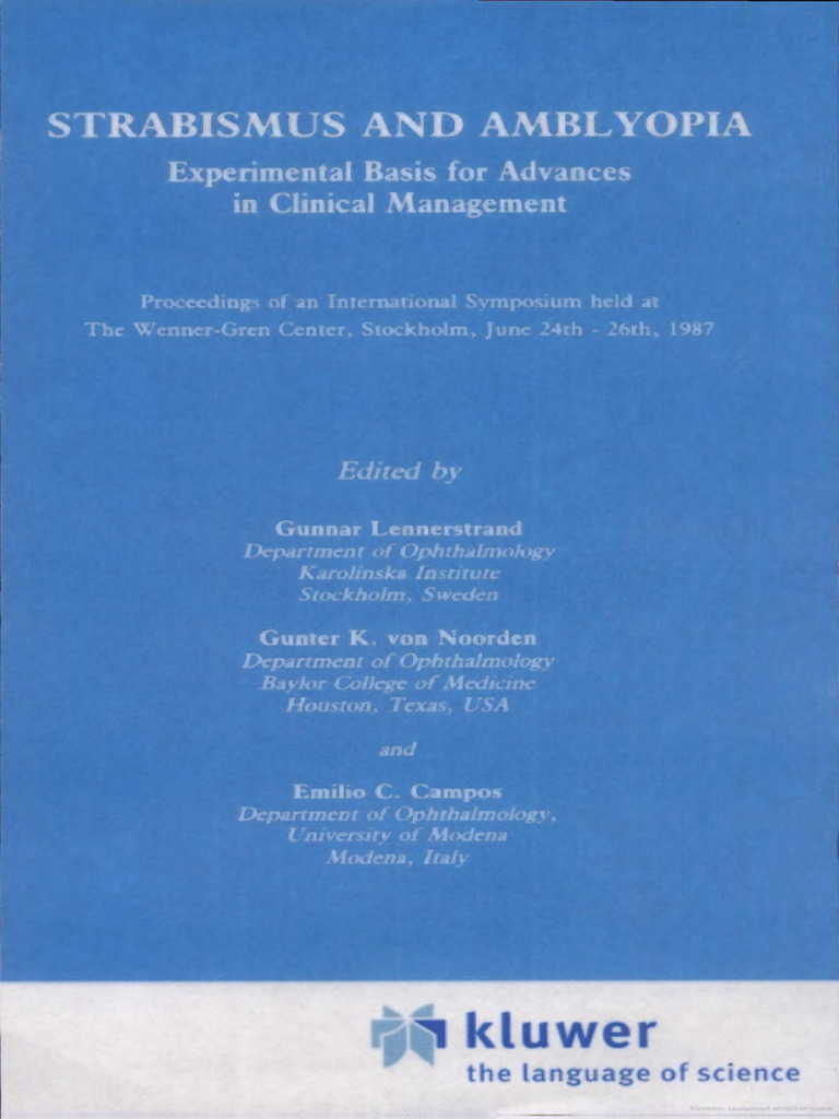Strabismus and Amblyopia Experimental | PDF | Nervous System | Ophthalmology