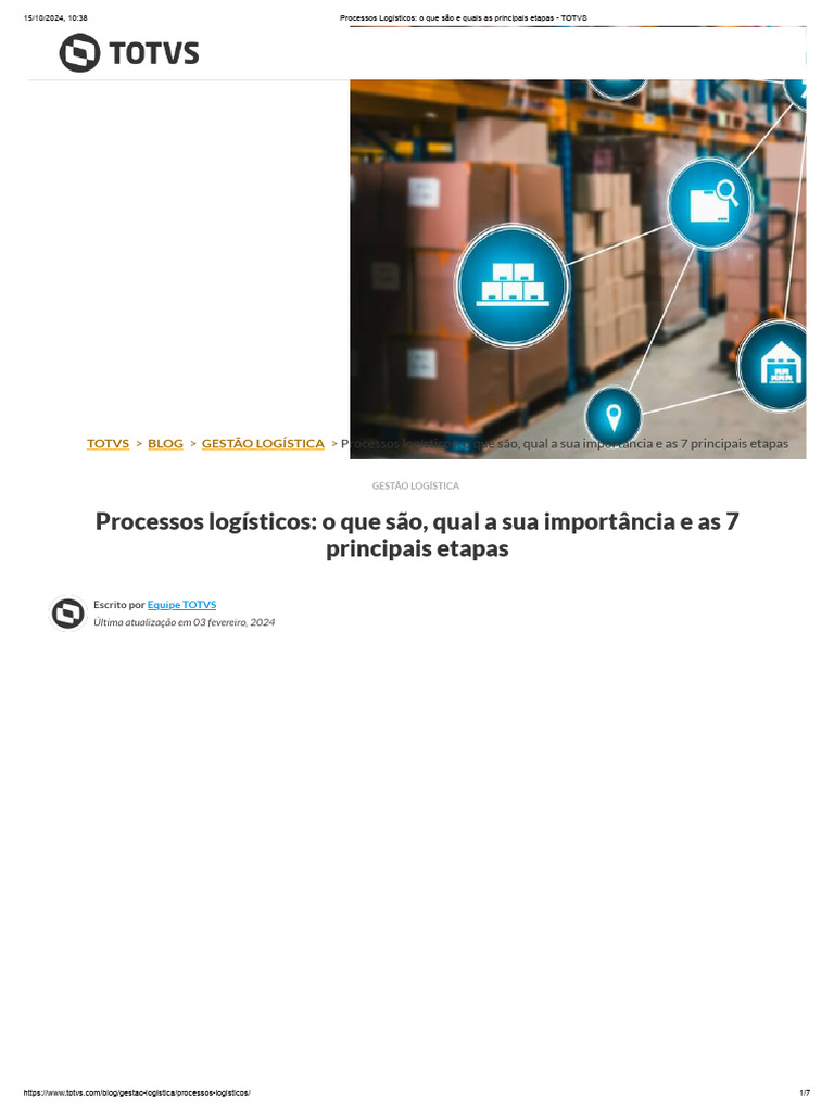 Processos Logísticos_ o que são e quais as principais etapas - TOTVS | PDF | Logística | Cadeia ...