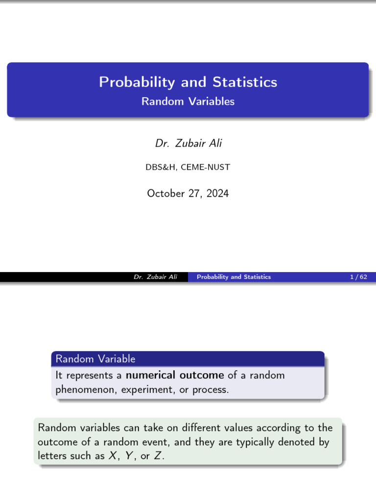 361L-RV | PDF | Probability Distribution | Random Variable