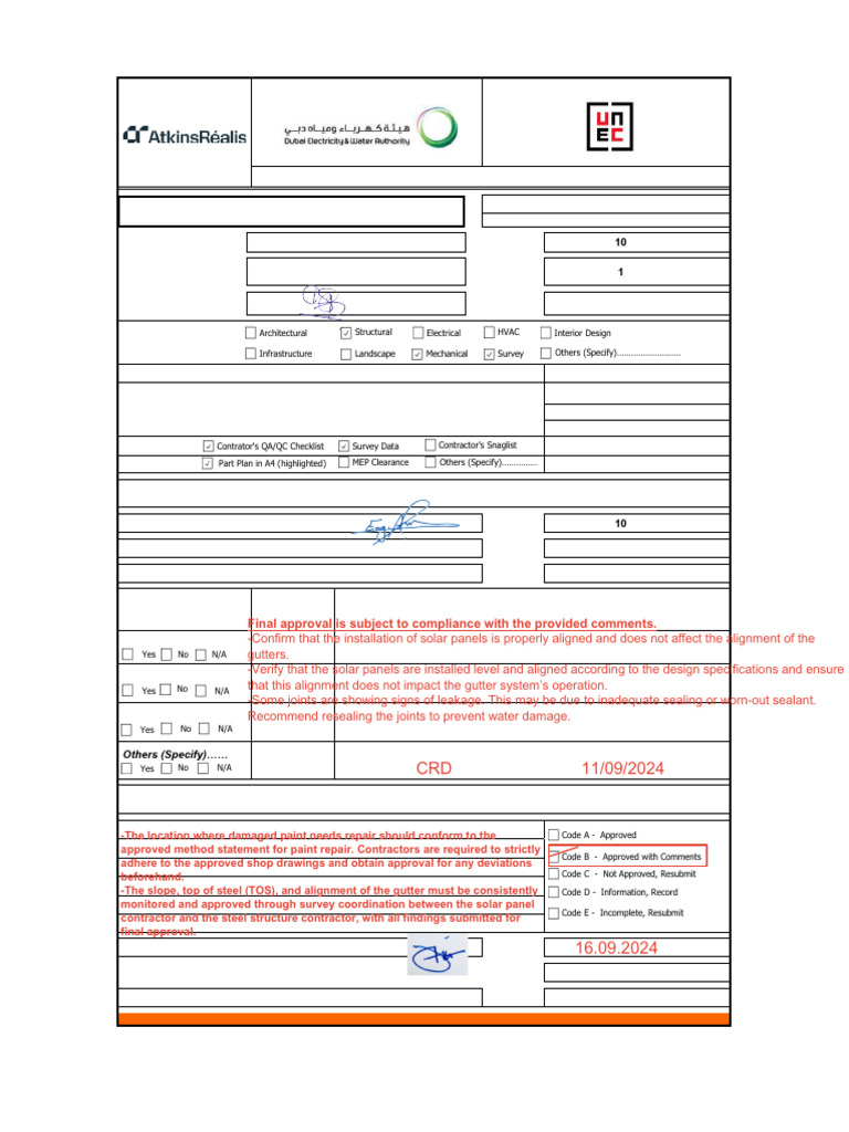 UNEC-IR-STR-0466-01 Inspection For Installation and Bolt Tightening of Gutter in Subzone E1 ...