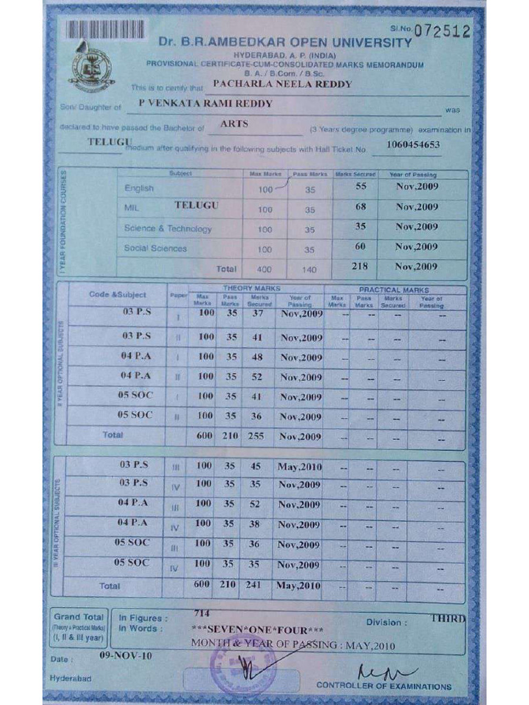 PNR Degree Memo | PDF