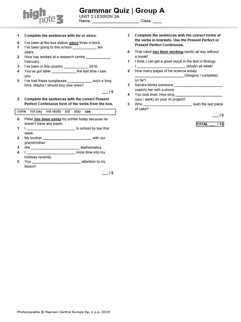 HighNote3 U2A Grammar Quiz A | PDF | Linguistic Typology | Linguistic Morphology