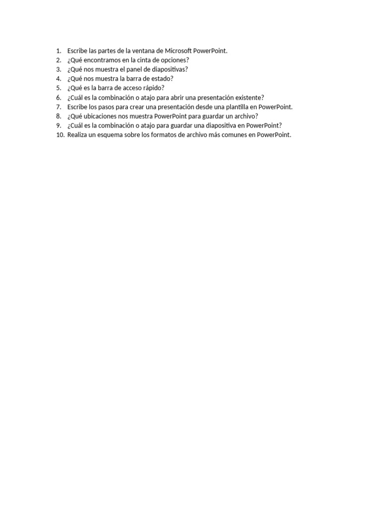 Preguntas Microsoft PowerPoint | PDF