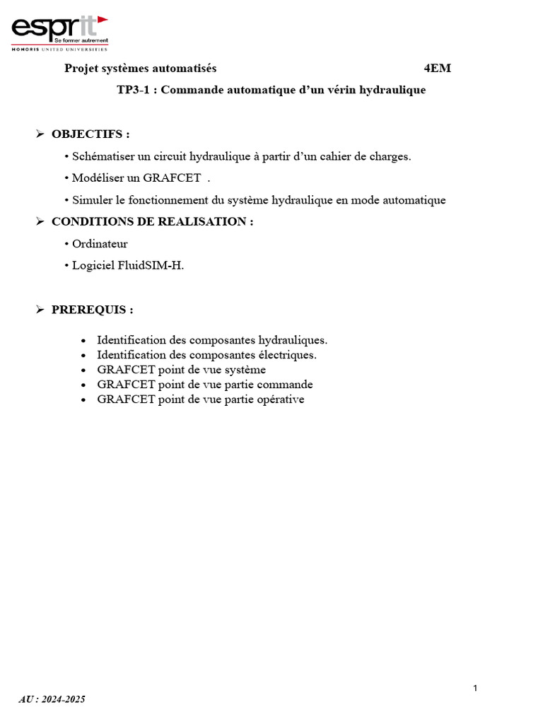 TP3 - 1-Commande Automatique D'un Systéme Hydraulique | PDF | Informatique