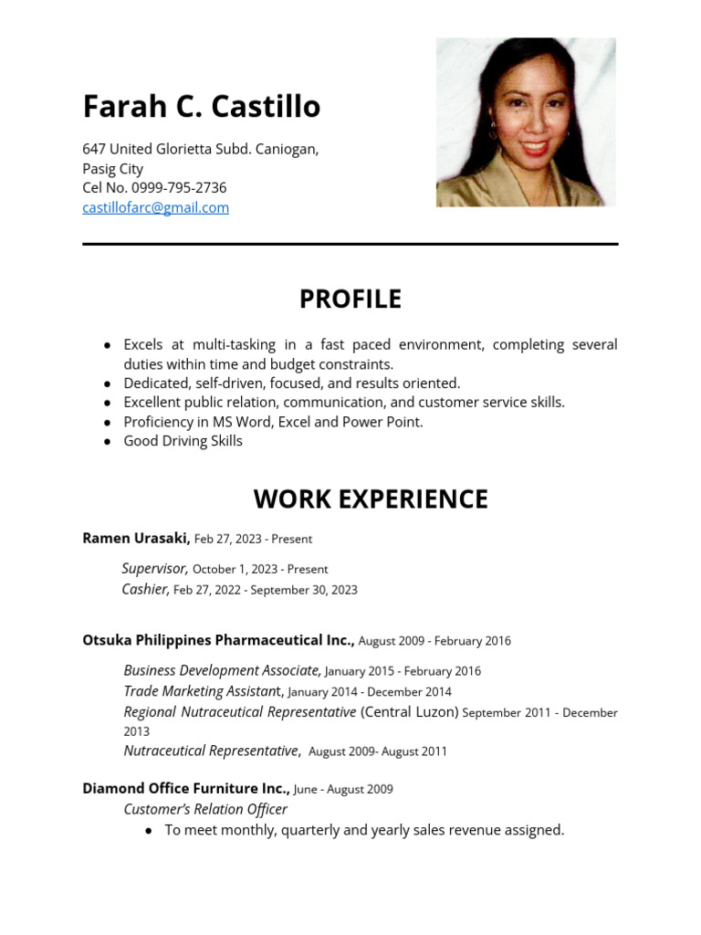 CASTILLO, Farah C. - CV | PDF